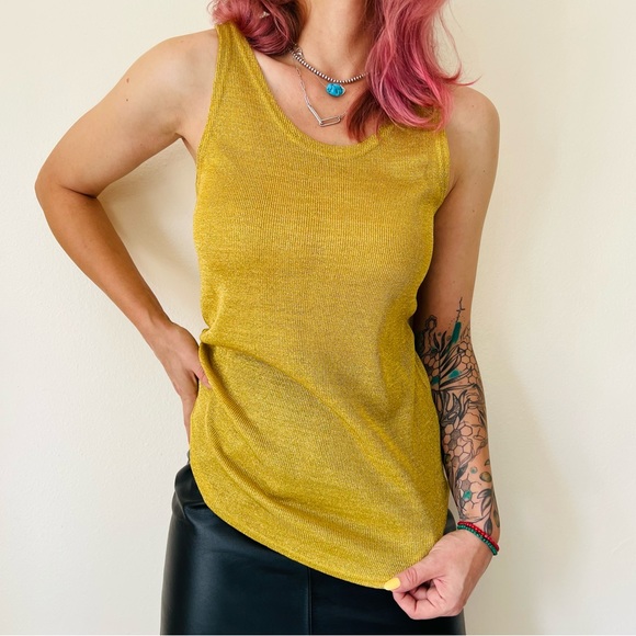 Vintage | Tops | Vintage Aka Gold Metallic Tank Top | Poshmark